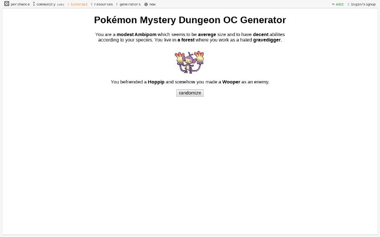 Pokémon Mystery Dungeon OC Generator