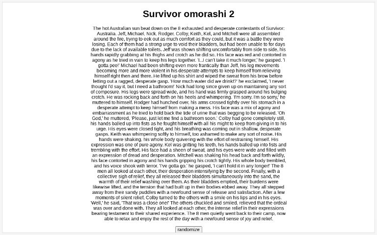 Survivor omorashi 2 ― Perchance Generator