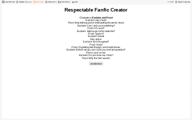Respectable Fanfic Creator ― Perchance Generator