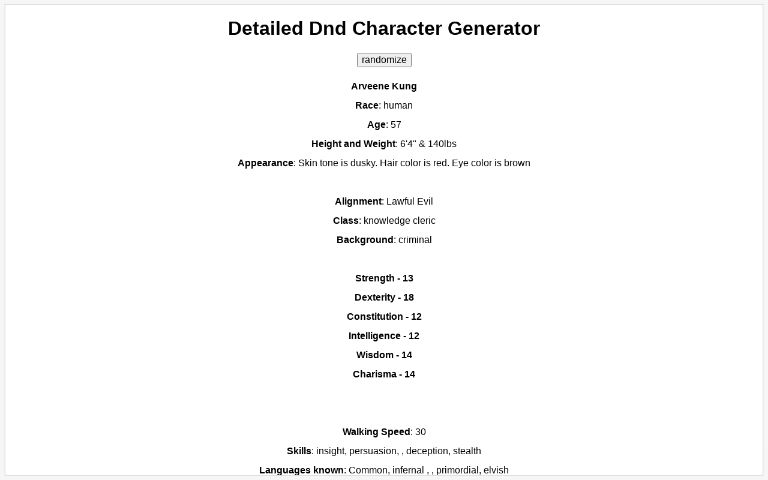 Detailed Dnd Character Generator