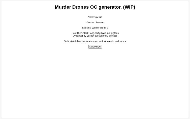 Murder Drones OC generator. (WIP)
