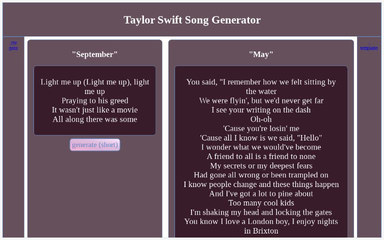 Taylor Swift Song Generator