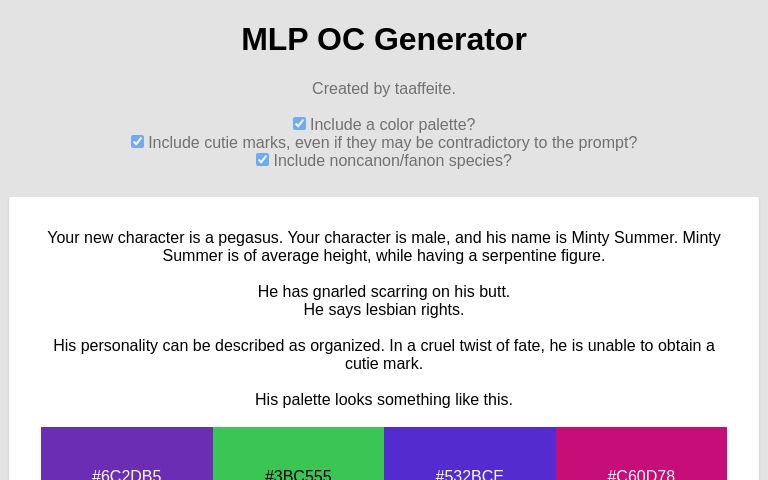 MLP OC Generator