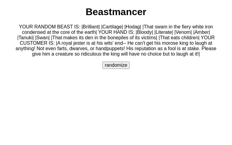 Beastmancer ― Perchance Generator