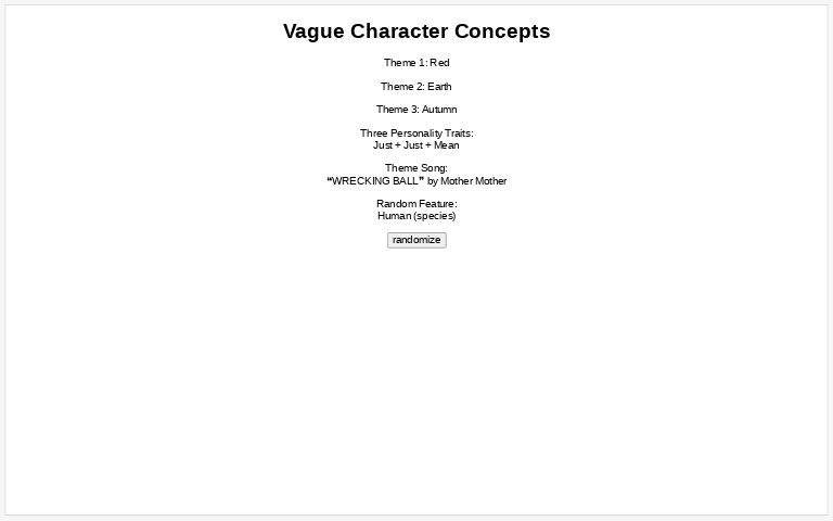 Vague Character Concepts ― Perchance Generator