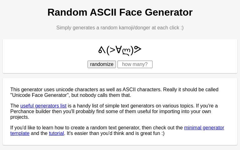 Random ASCII Face Generator
