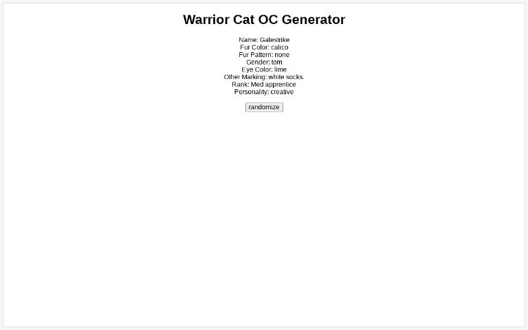 Warrior Cat OC Generator