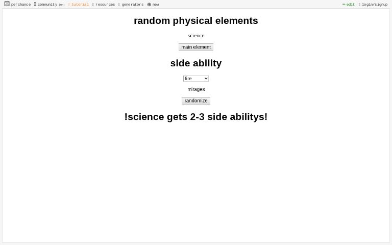 random physical elements ― Perchance Generator