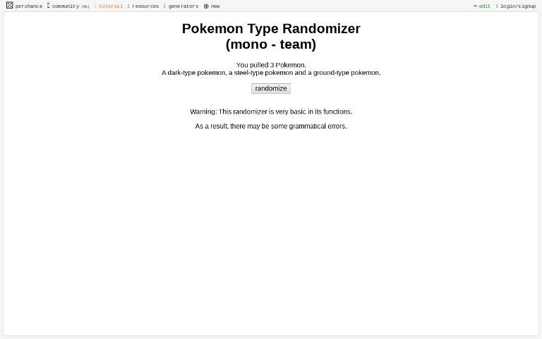 Pokemon Type Randomizer (mono - team) ― Perchance Generator