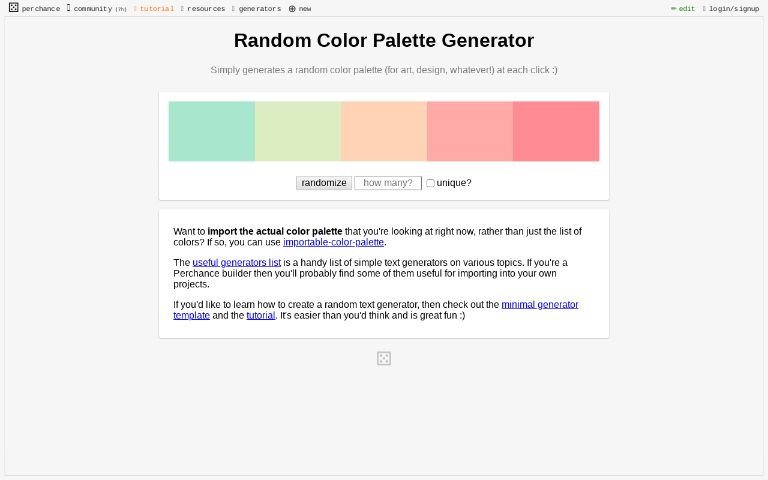 Random Color Palette Generator