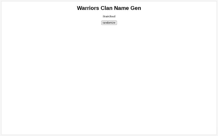 Warriors Clan Name Gen ― Perchance Generator