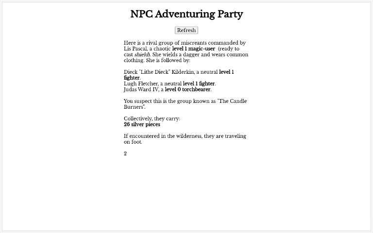 NPC Adventuring Party ― Perchance Generator
