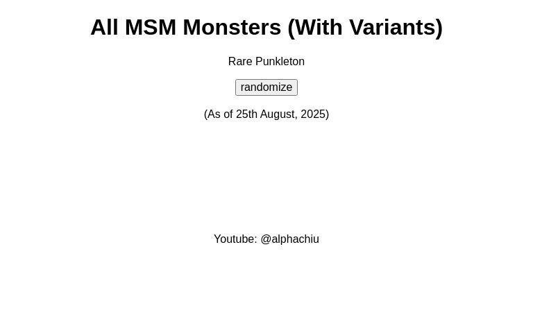 All MSM Monsters (With Variants) ― Perchance Generator