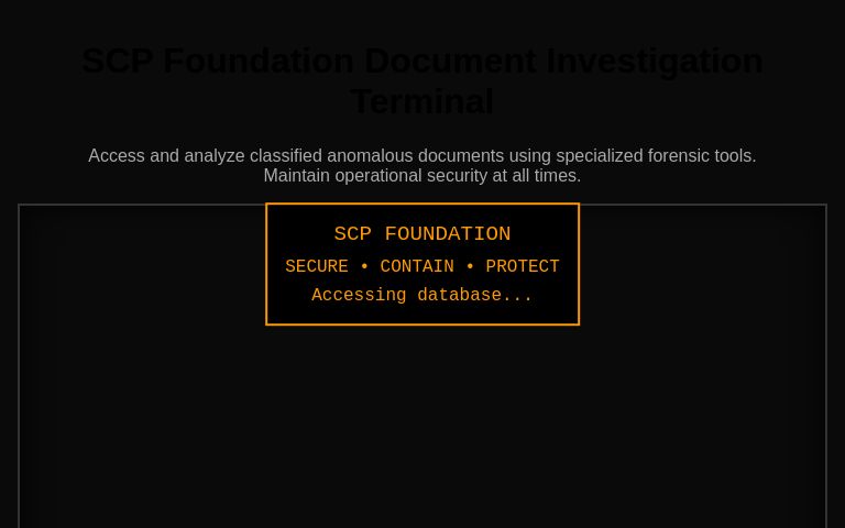 SCP Foundation Document Investigation Terminal ― Perchance Generator