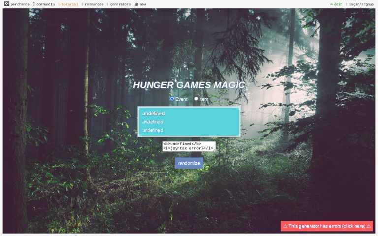 Hunger Games Magic ― Perchance Generator