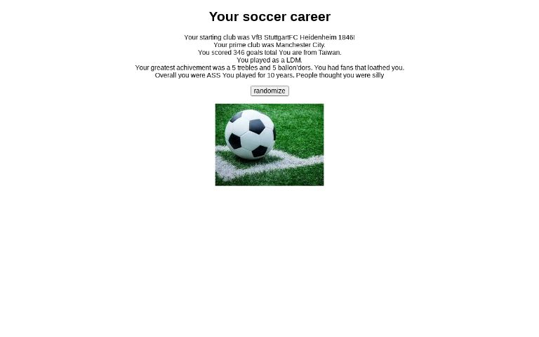 Your soccer career ― Perchance Generator