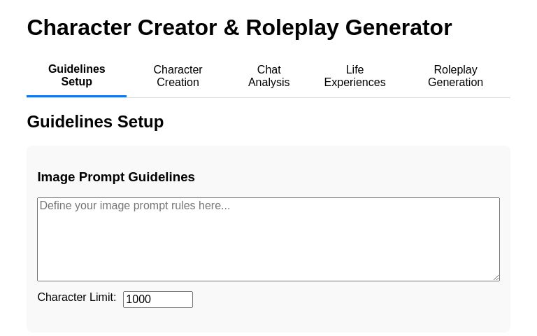 Character Creator & Roleplay Generator