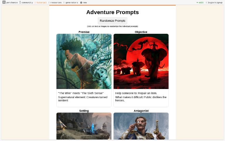 Adventure Prompts ― Perchance Generator