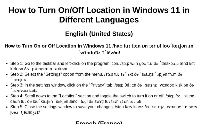 How to Turn On/Off Location in Windows 11 in Different Languages ...