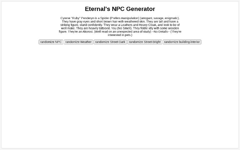 Eternal's NPC Generator