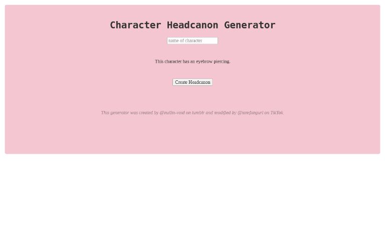 Character Headcanon Generator