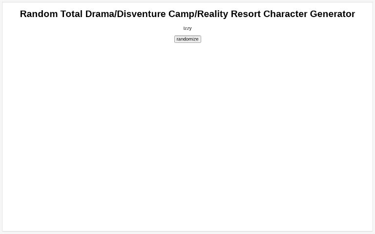 Random Total Drama/Disventure Camp/Reality Resort Character Generator