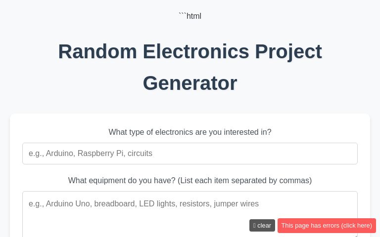 Random Electronics Project Generator