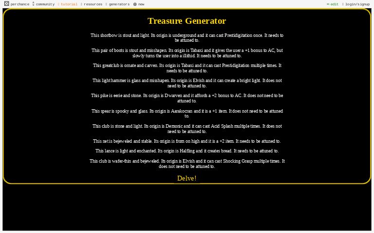Treasure Generator ― Perchance