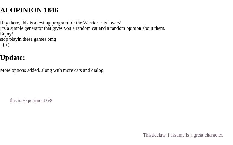 AI OPINION ― Perchance Generator