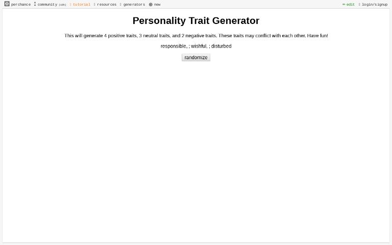 Personality Trait Generator