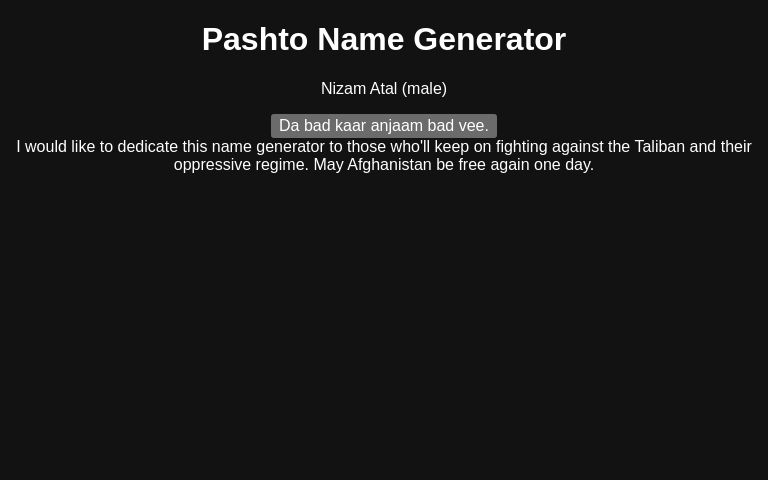 Pashto Name Generator