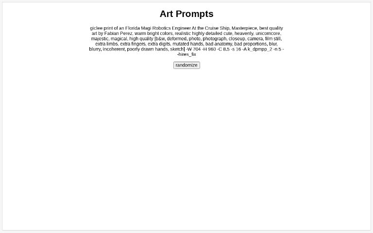 Art Prompts ― Perchance Generator