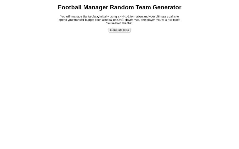 Football Manager Random Team Generator