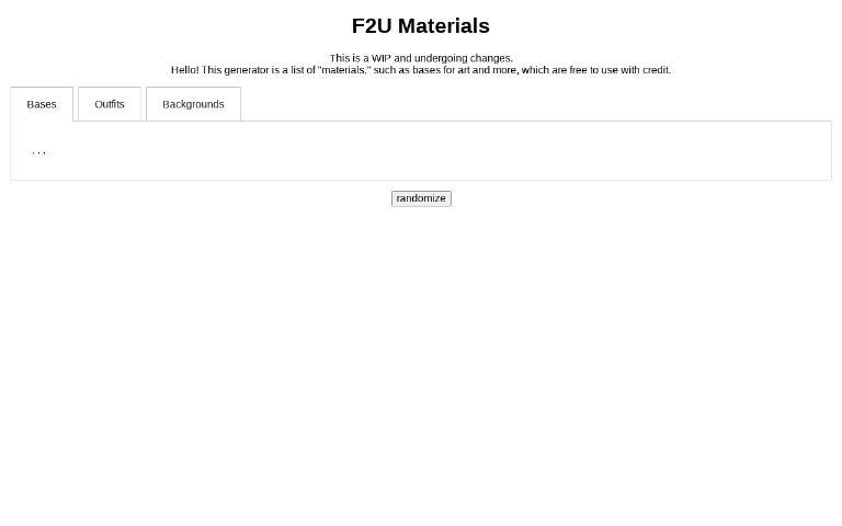 F2U Materials ― Perchance Generator