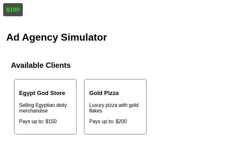 Ad Agency Simulator ― Perchance Generator