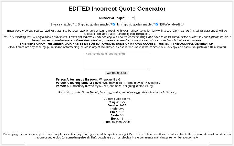 EDITED Incorrect Quote Generator
