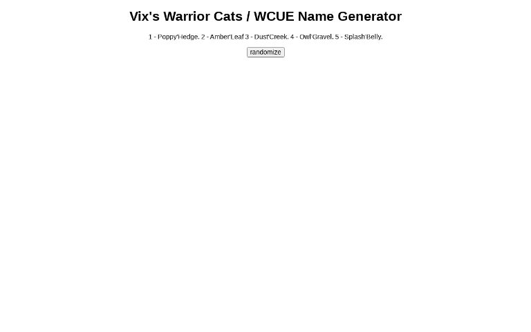 Vix's Warrior Cats / WCUE Name Generator