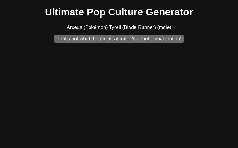 Ultimate Pop Culture Generator