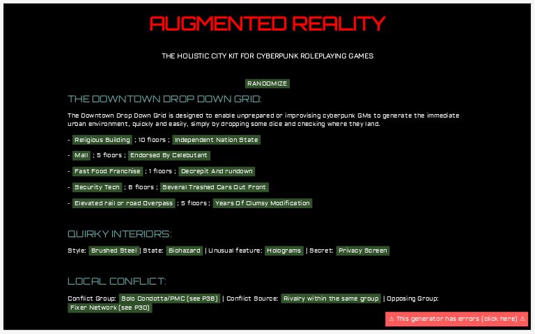 AUGMENTED REALITY ― Perchance Generator