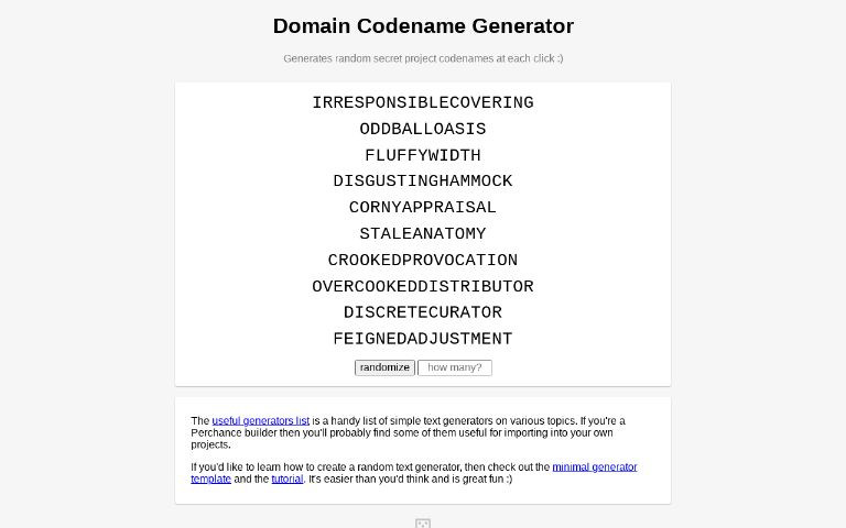 Domain Codename Generator