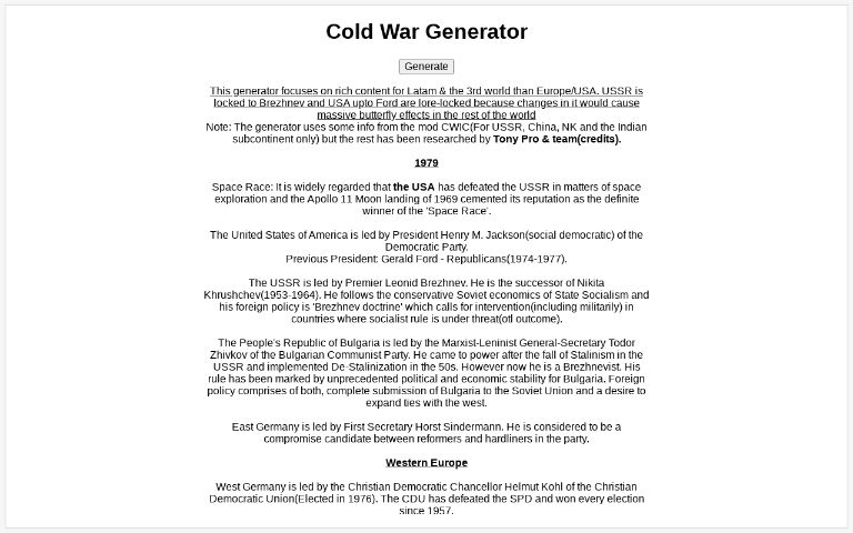 Cold War Generator
