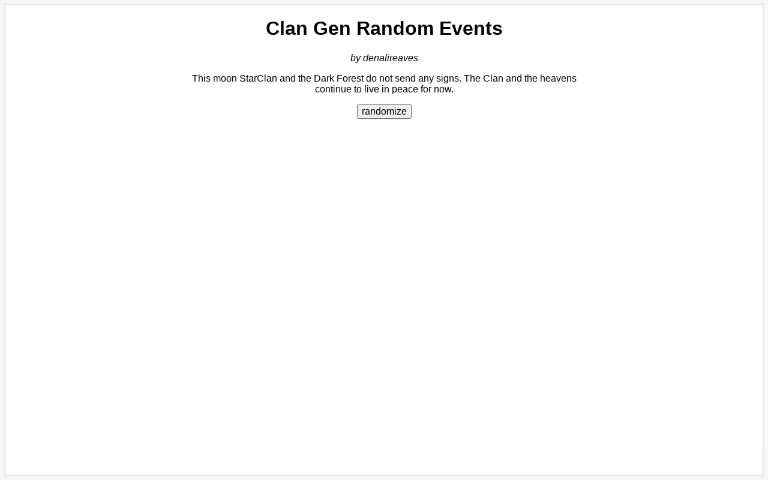 Clan Gen Random Events