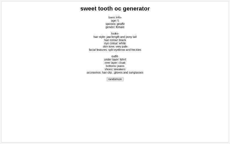 sweet tooth oc generator