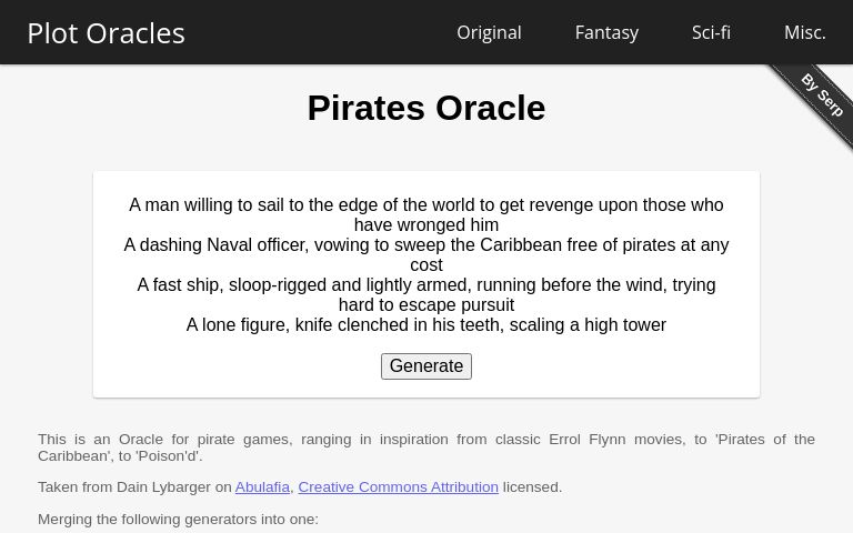 Pirates Oracle ― Perchance Generator