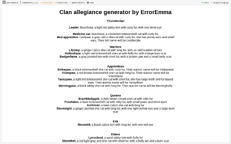 Clan allegiance generator by ErrorEmma