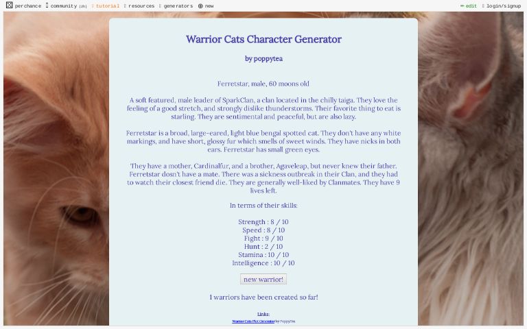 Warrior Cats Character Generator
