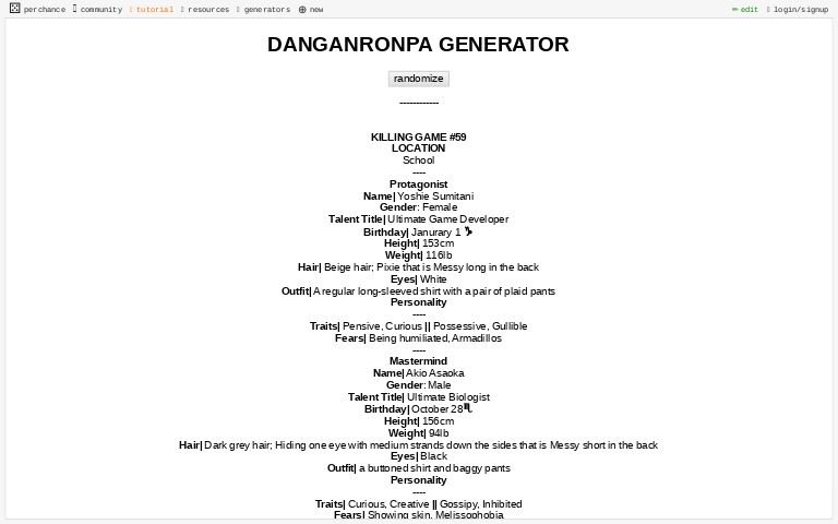 DANGANRONPA GENERATOR