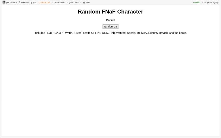 Random FNaF Character ― Perchance Generator