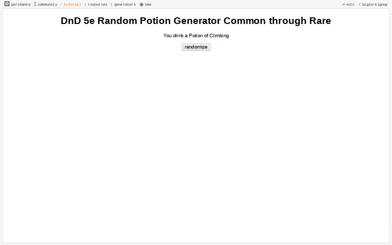 DnD 5e Random Potion Generator Common through Rare