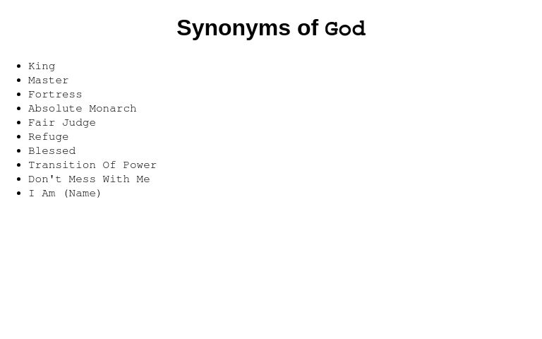 Synonyms of God ― Perchance Generator